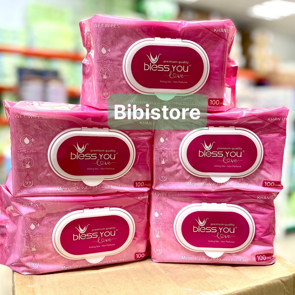[Combo 5 Gói, Hàng Mới] Khăn Ướt Bless You Không Mùi Gói 100 Miếng (Bibistore) | Shopee Việt Nam