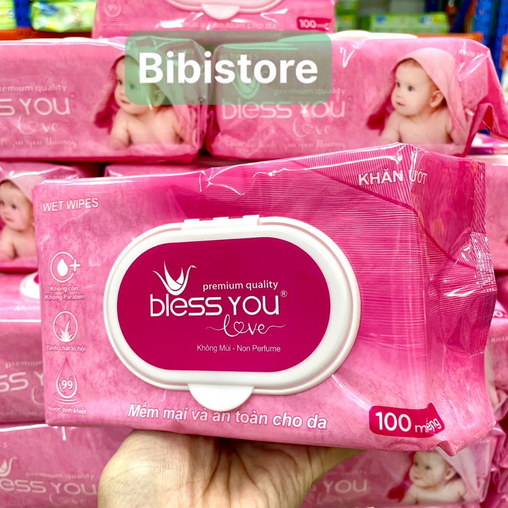 (HCM, Hàng Mới) Khăn Ướt Bless You Không Mùi Gói 100 Miếng (Bibistore) | Shopee Việt Nam