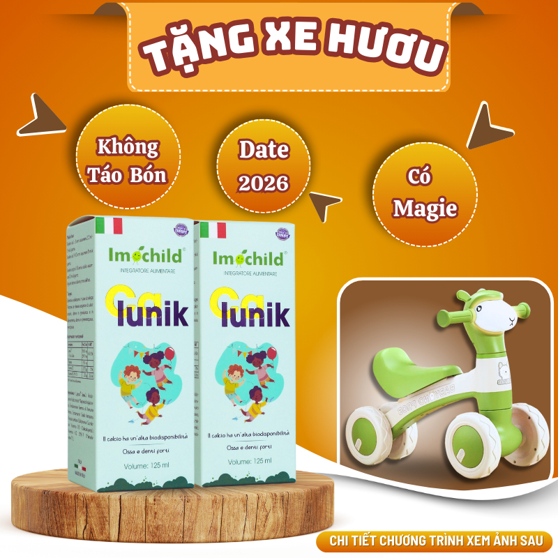 [TẶNG XE CHÒI XỊN] Combo 2 Hộp Canxi Sinh Học CALUNIK Imochild Hỗ Trợ ...