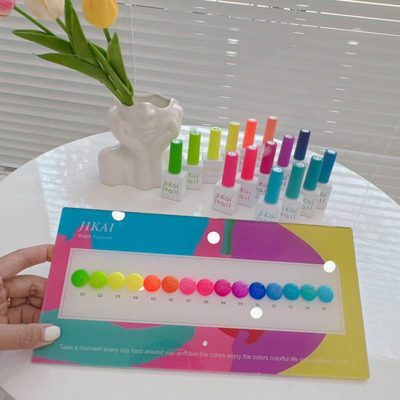 Set sơn Jikai neon 15 màu kèm bảng màu | Shopee Việt Nam