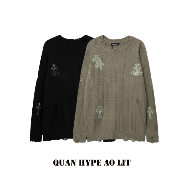 Áo Sweater Cổ Tròn Dáng Rộng Thiết Kế Rách Phong Cách Rách Chéo Kiểu Mỹ ...