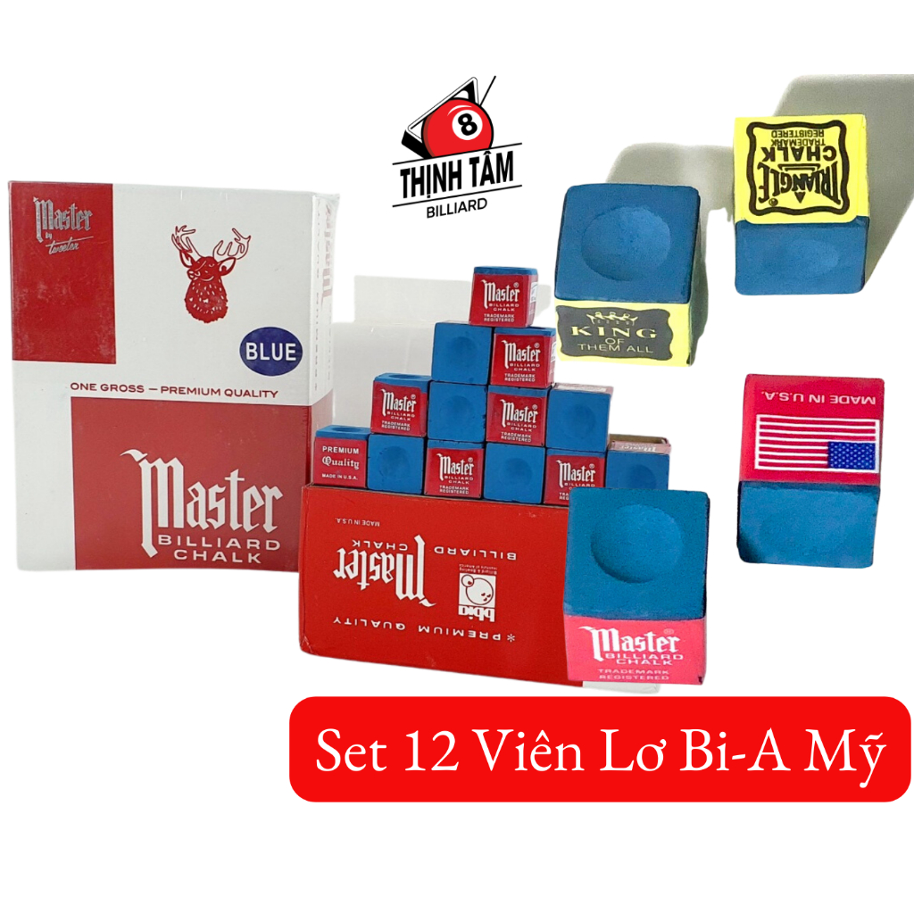 Combo 12 Viên Lơ Bida Mỹ TT.Pro 10A Master Triangle, Phấn Bôi Đầu Cơ ...