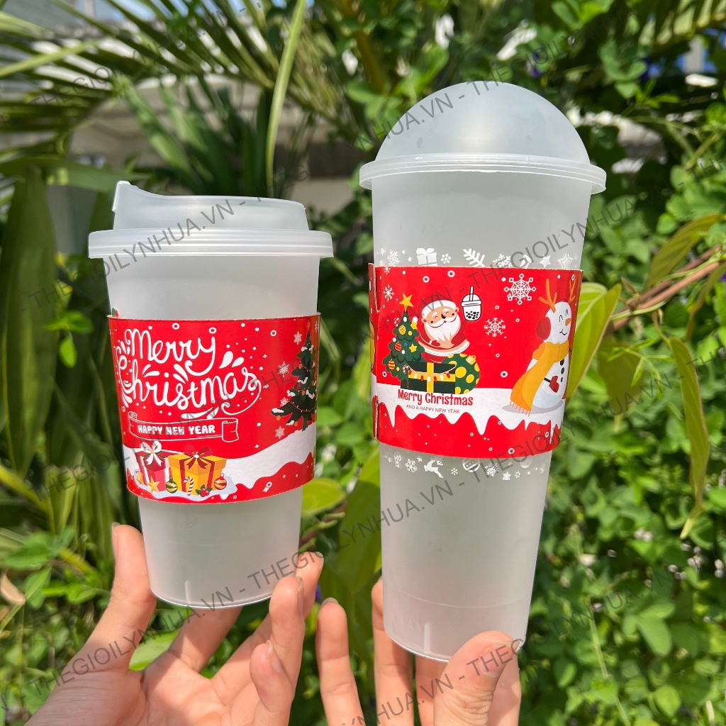 200 Cover chống nóng in sẵn mẫu Noel, Cup Holder, vòng giấy bọc ly giấy ...