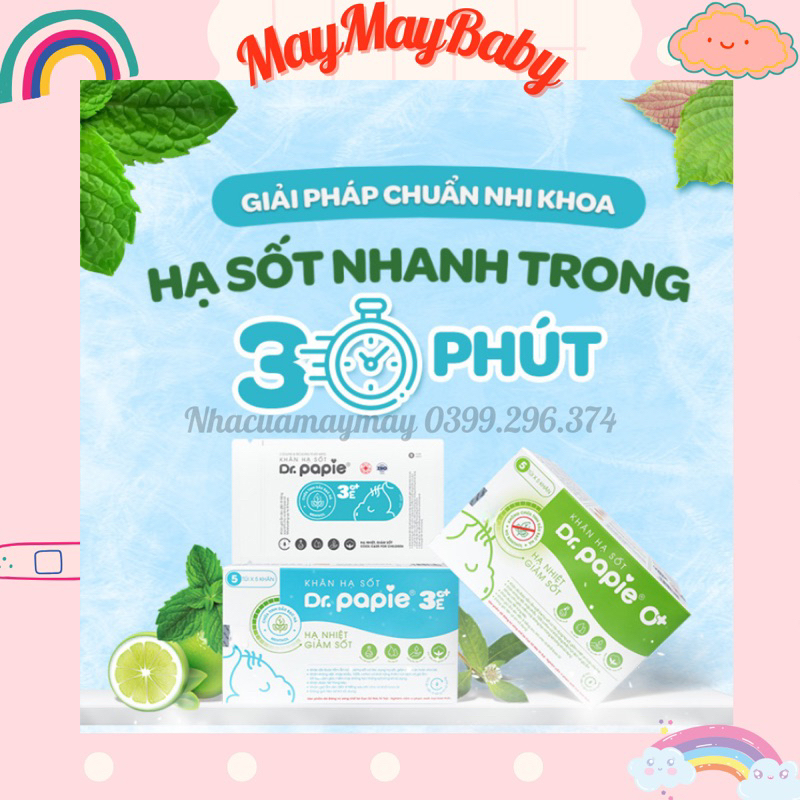 Khăn Lau Hạ Sốt 0m+,3m+ Dr Papie Thải Nhiệt Hạ Sốt Chuẩn Nhi Khoa, Ngăn Ngừa Co Giật Cho Bé Hộp ...