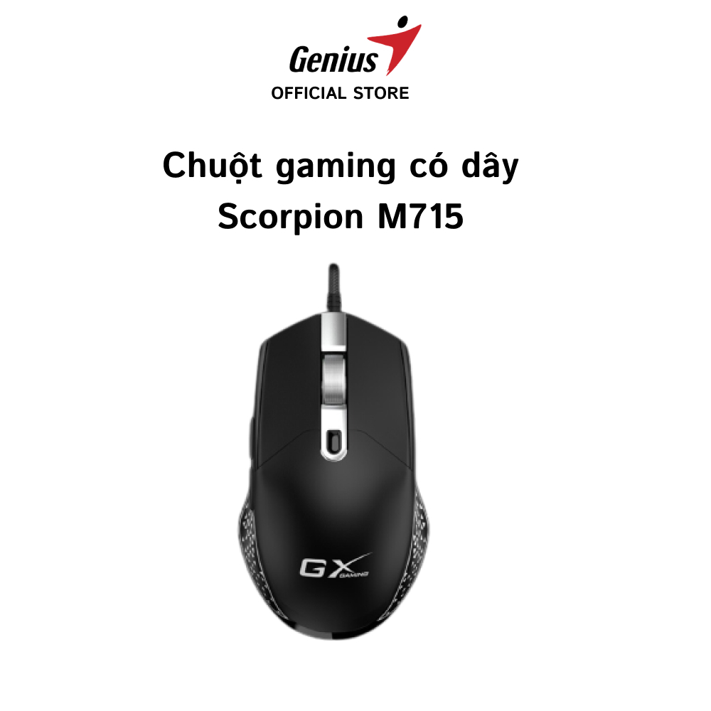 Chuột gaming có dây Genius Scorpion M705 màu đen, DPI 7200, led RGB, 6 nút, cáp bện, trọng lượng ...