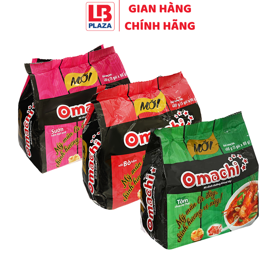 Mì Omachi lốc 5 gói x 80g gói các vị Bò/Sườn/Tôm | Shopee Việt Nam