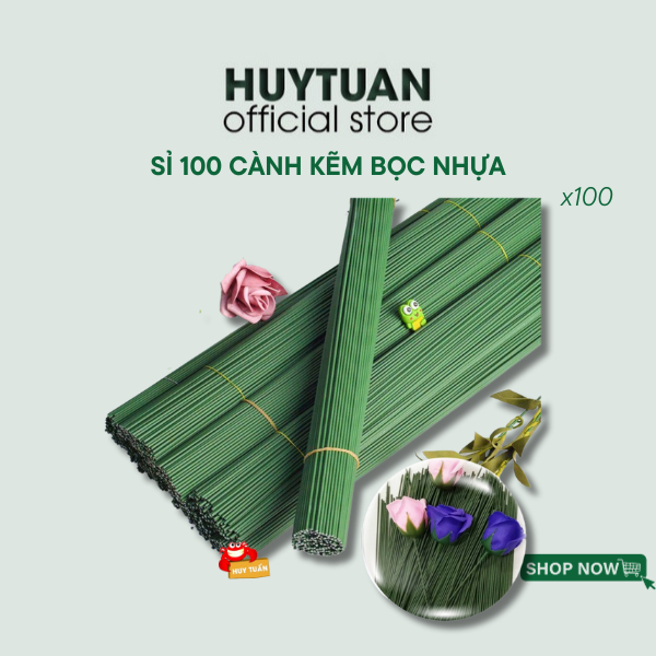 Combo 100 cây kẽm cành bọc nhựa làm thân hoa dài 40cm - Dây kẽm xanh ...