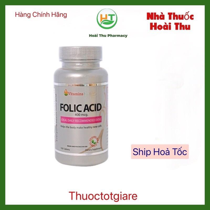 Folic Acid Plus Iron - Bổ sung Axit folic và Sắt / Lọ 100 viên ( Chính ...