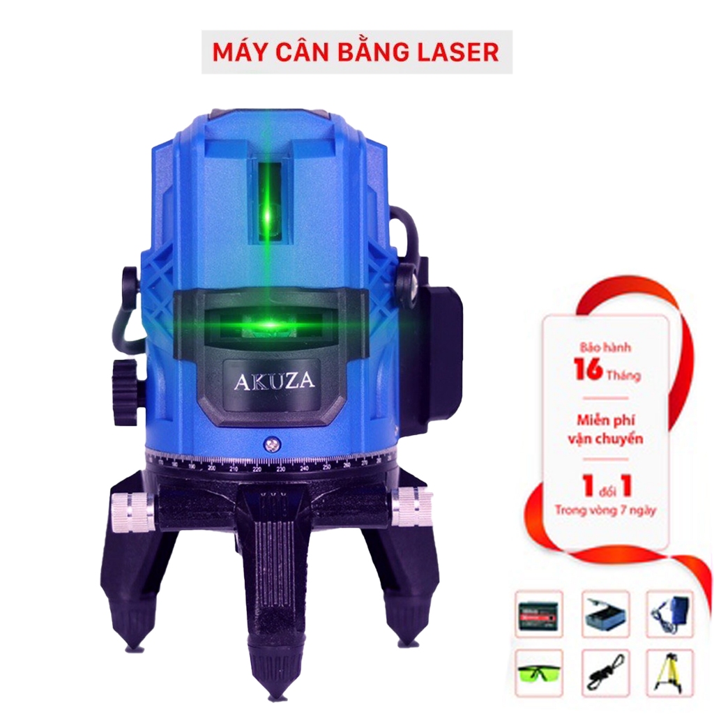 Máy laze cân bằng 5 tia xanh Akuza bắn cốt cân mực T32 tặng pin dự ...