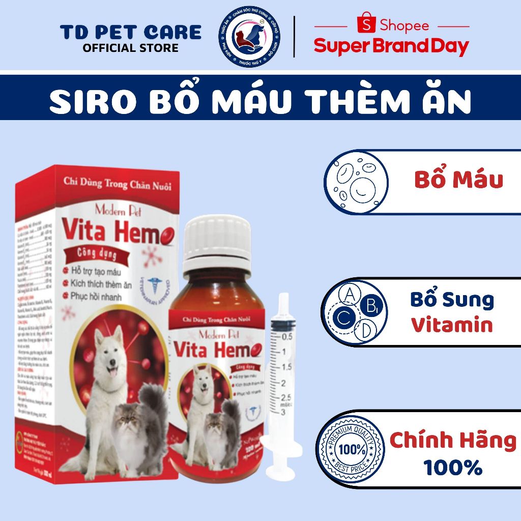 Siro Bổ Máu Cho Chó Mèo Hấp Thụ Vitamin Tốt Hơn VitaHemo - Dung Dịch Bổ ...