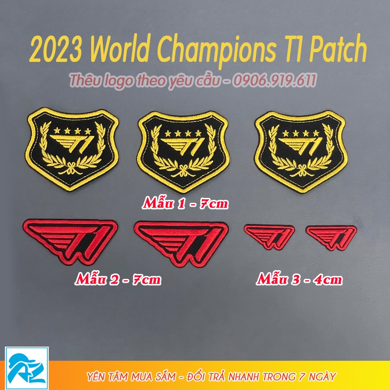 Patch vải ủi nhiệt thêu logo SK T1 2023 World Champions Badge - Sticker ủi quần áo D16 | Shopee ...