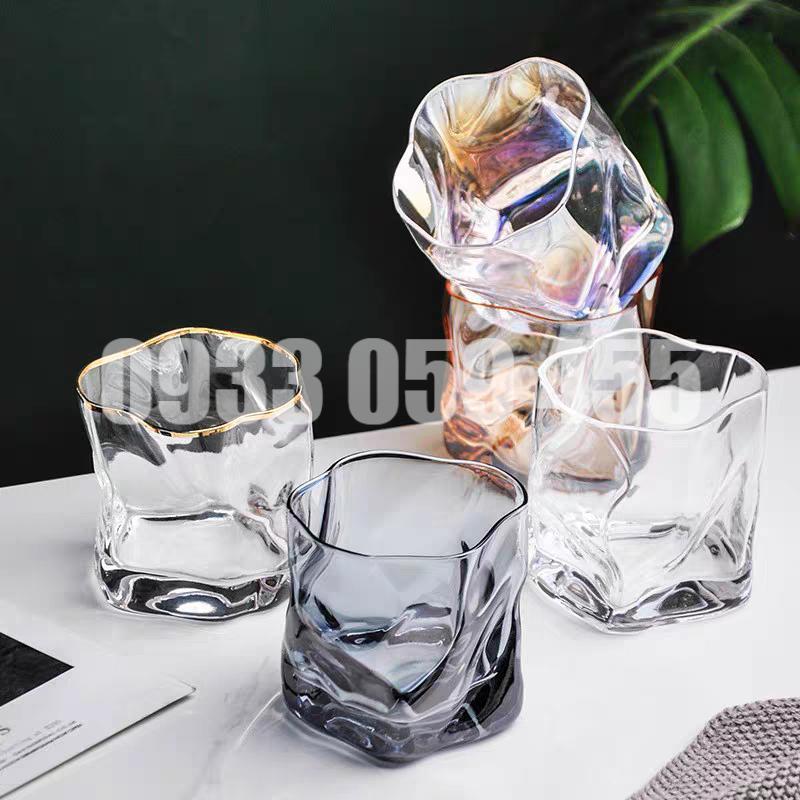 Ly rock uống rượu ngoại phong cách Bắc âu, ly sóng nước thủy tinh chịu ...