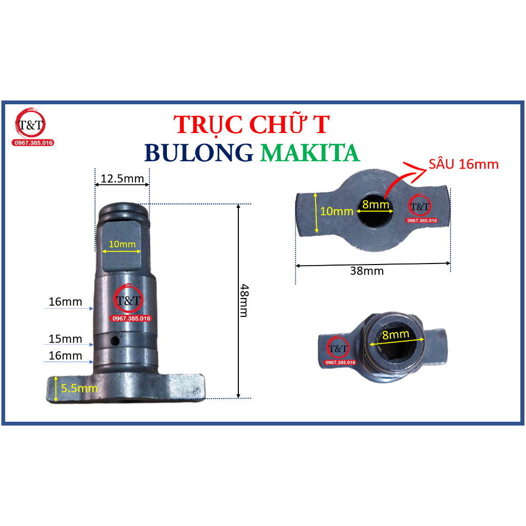 TRỤC T BULONG MAKITA, CỐT 16mm. | Shopee Việt Nam
