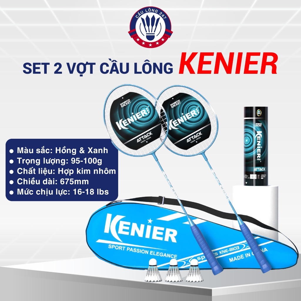 Set 2 vợt cầu lông chính hãng Kenier, giá rẻ bền đẹp, phù hợp mọi lứa ...