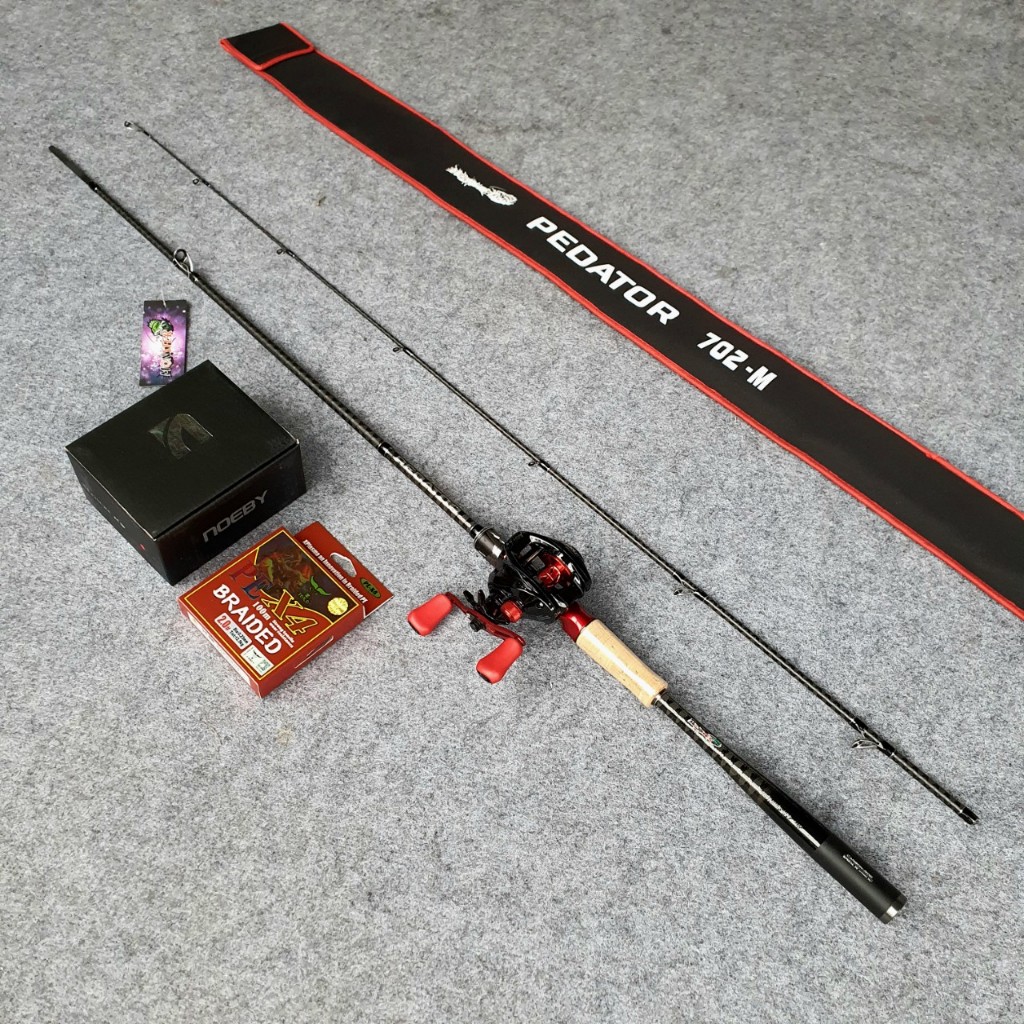 [combo lure ngang] cần câu Pedator 2m1 - máy câu Noeby K9 - dây dù pe ...
