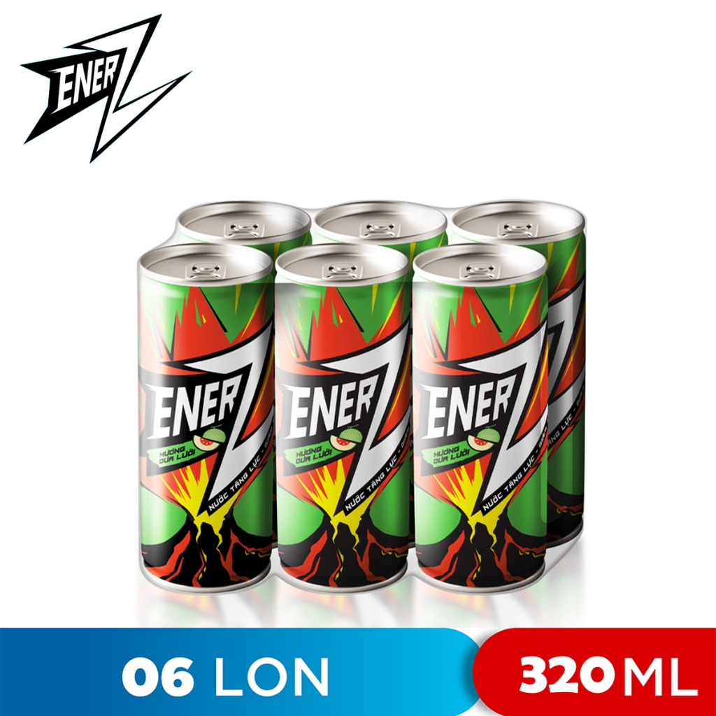 LỐC 6 LON NƯỚC TĂNG LỰC HƯƠNG DƯA LƯỚI ENERGY DRINK MELON FLAVOUR ENERZ ...