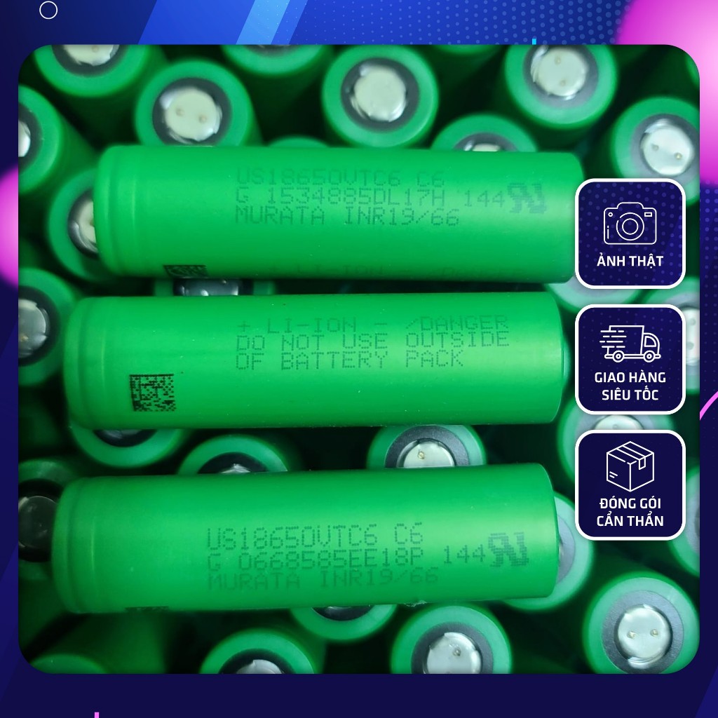 Pin 18650 VTC6 dung lượng 3200mAh - 3.7V xả 25A [Tặng thêm cell cùng ...