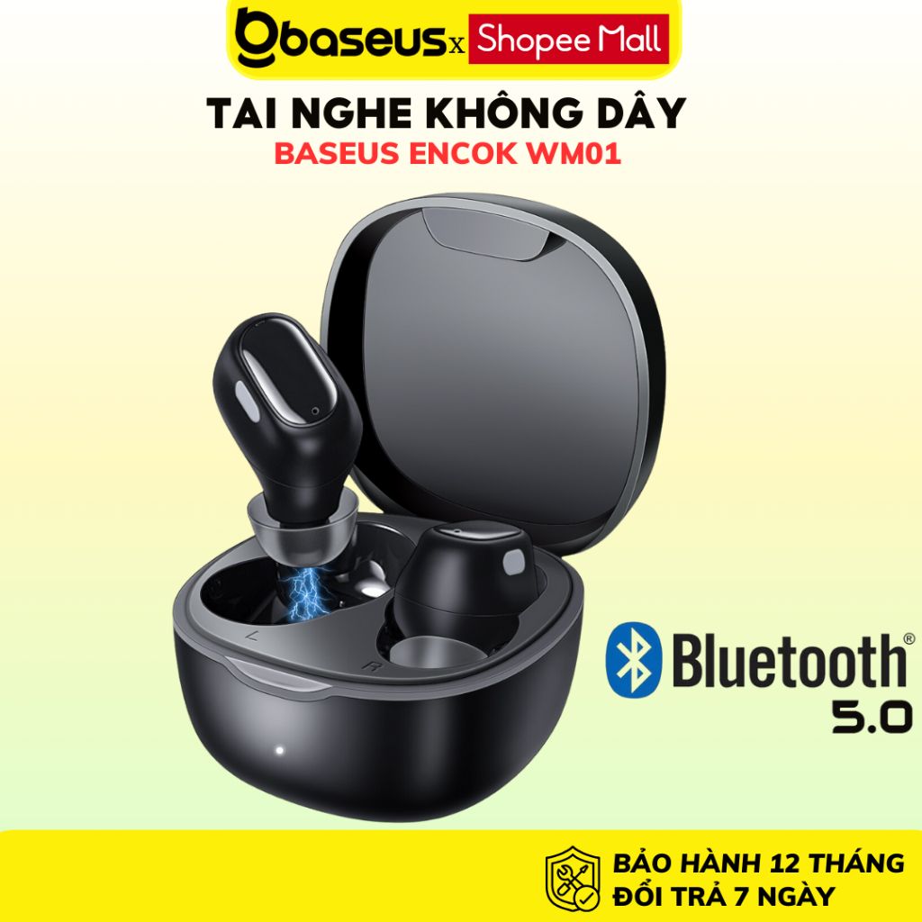 Tai Nghe không dây Baseus Encok TWS WM01 WM02 kết nối Bluetooth 5.0 ...