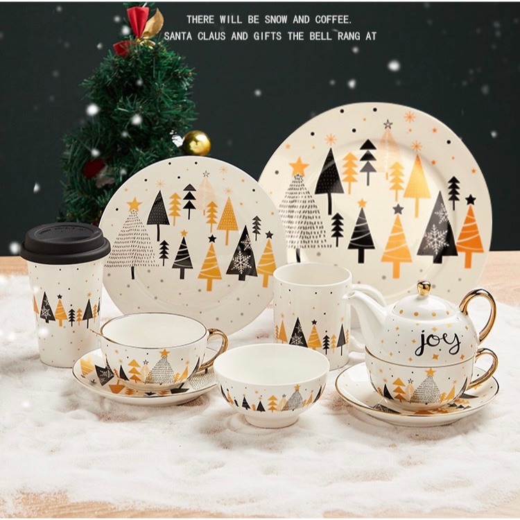 Set chén bát Noel, bộ chén đĩa Noel, bộ bát dĩa Noel, bộ bàn ăn giáng ...