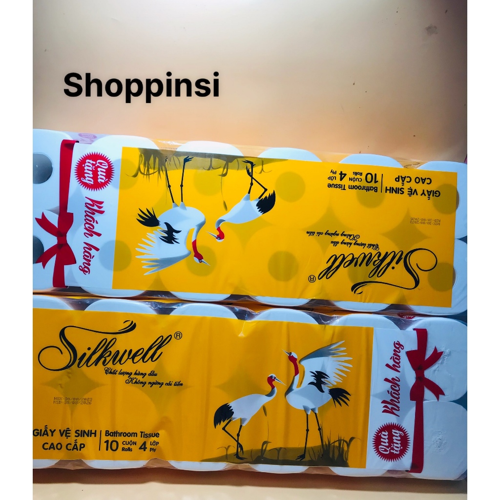 Giấy vệ sinh Silkwell Sếu 10 cuộn 4 lớp có lõi, không lõi hàng Cao cấp ...