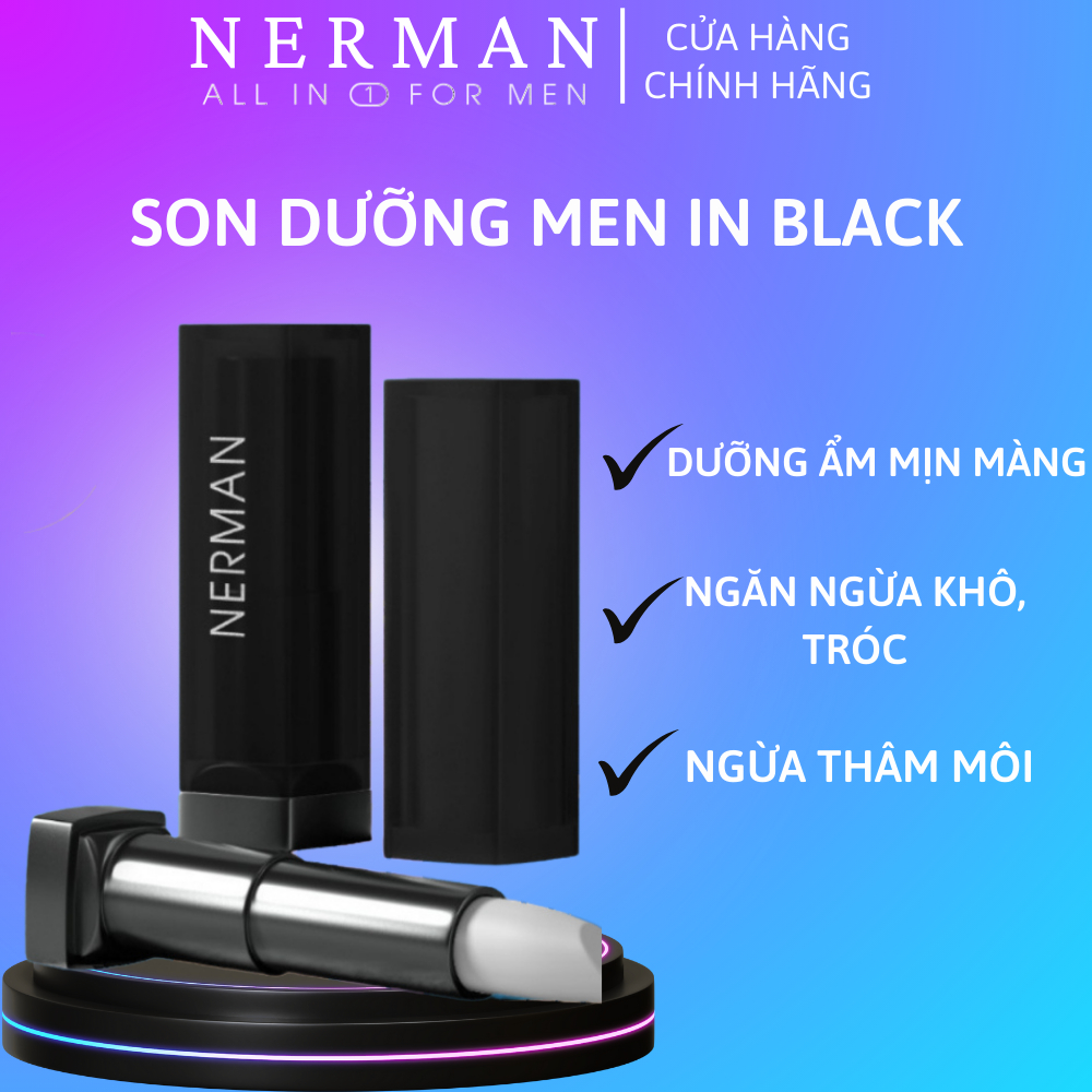 Son dưỡng cho nam Nerman dưỡng ẩm môi, giảm nứt nẻ, không bết dính, hỗ ...