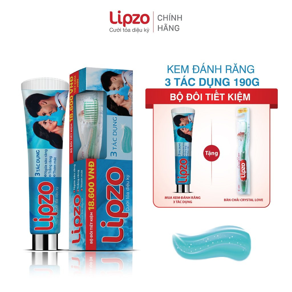 Combo Kem Đánh Răng Lipzo 3 Tác Dụng 190g Và Bàn Chải MaxCare Ngừa Sâu ...