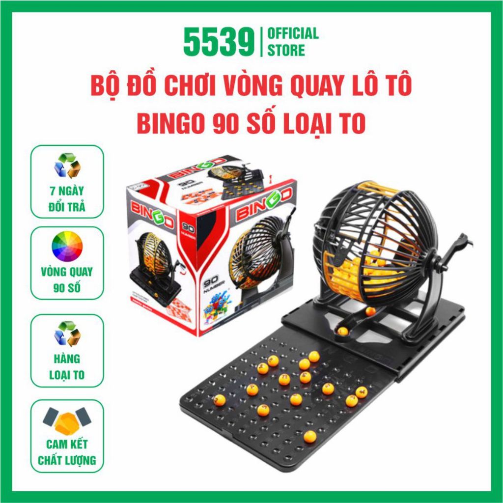 Bộ đồ chơi lồng quay lô tô bingo 90 số loại to tặng kèm 24 tờ số dò ...