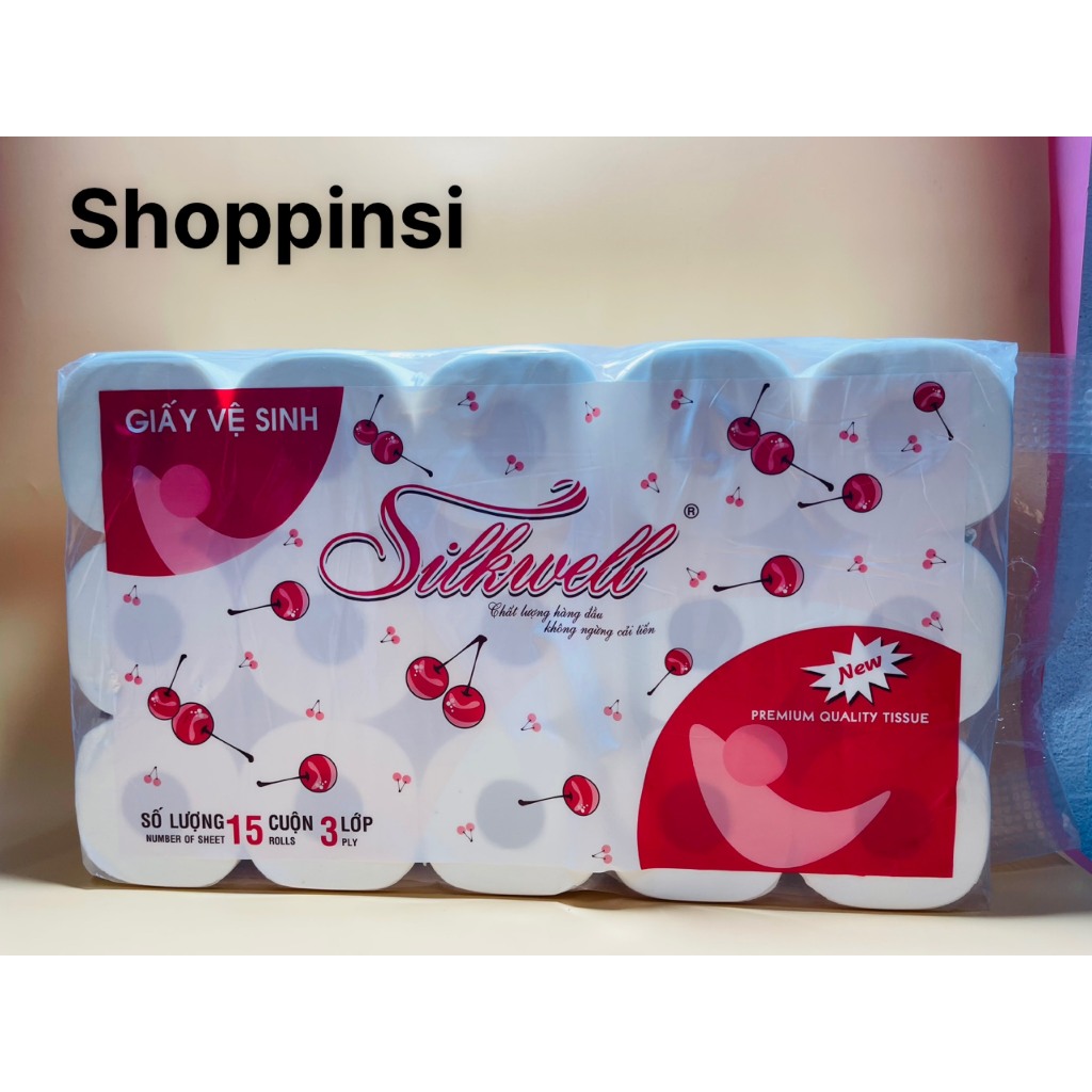 Giấy vệ sinh Silkwell cherry cao cấp 3 lớp 15 cuộn | Shopee Việt Nam