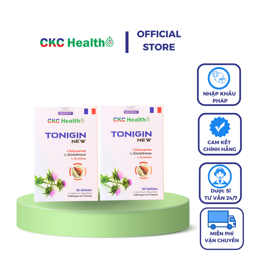 Combo 2 Hộp Viên uống tăng cường chức năng Gan TONIGIN NEW CKC Health Nhập khẩu PHÁP - Bảo vệ ...