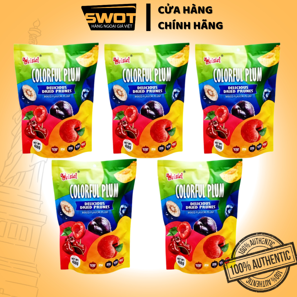 Combo 5 gói Ô Mai Xí Muội 5 vị COLORFUL PLUM 408g, Ô mai mix vị trái ...