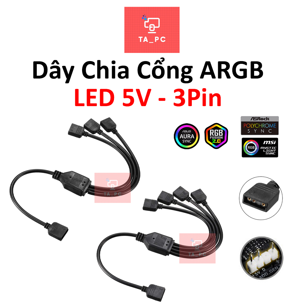 Dây Chia Cổng LED ARGB 3 Pin 5V (KÈM ĐẦU NỐI) Từ 1 Ra 3, 4, 5 - Mở Rộng ...