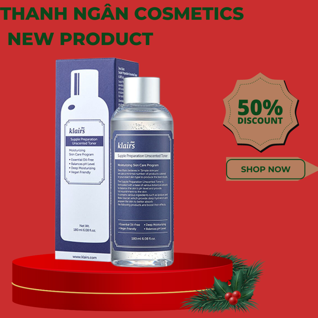 Toner Klairs, Nước hoa hồng Klairs 180ML không mùi dưỡng ẩm và làm mềm da chính hãng | Shopee ...