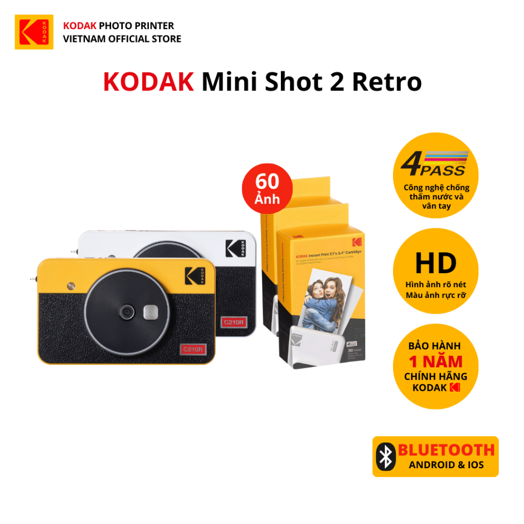 Máy chụp ảnh lấy ảnh ngay Kodak Mini Shot 2 Retro C210R - Hàng chính ...