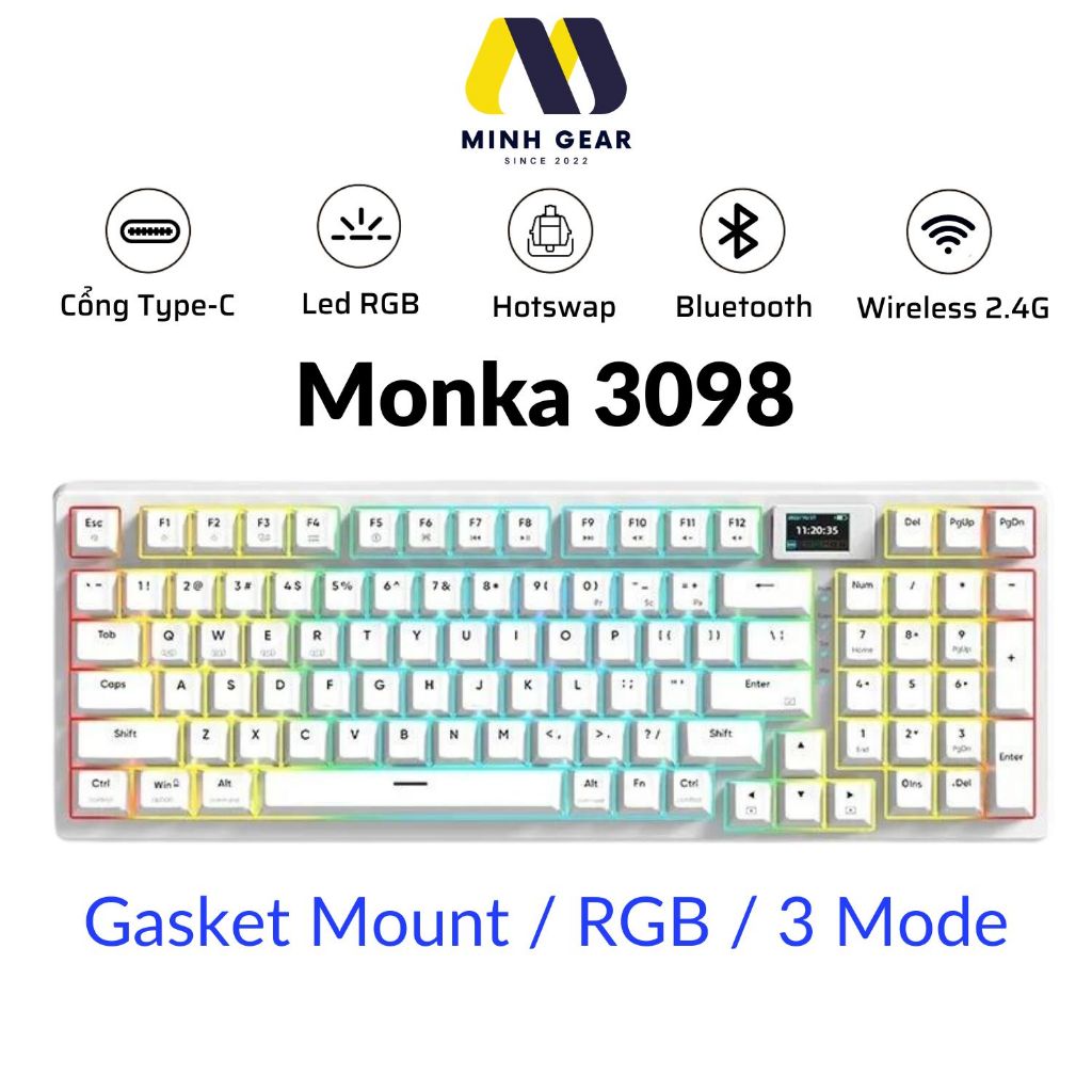 MONKA 3098 - Bàn phím cơ MONKA 3098 Có Màn Hình, Mạch Xuôi, Led RGB ...