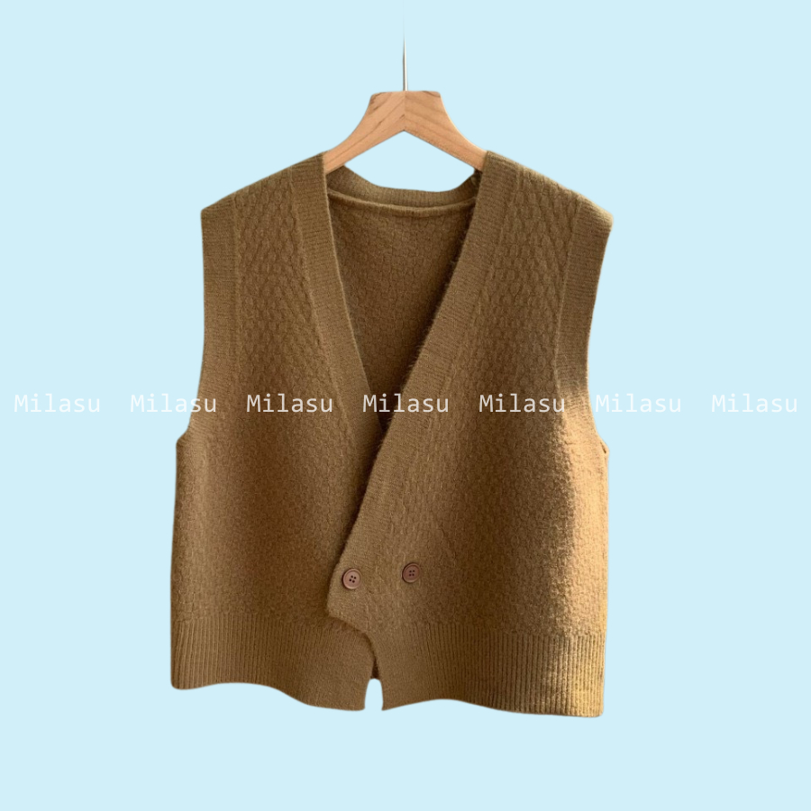 Áo ghile len trơn 2 khuy chéo, áo ghile nữ sát lách cổ V 181 | Shopee ...