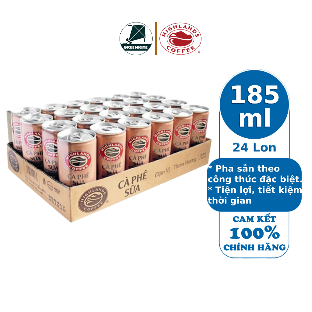 [Thùng 24 Lon] Cà Phê Sữa Highlands Coffee 185ml | Shopee Việt Nam