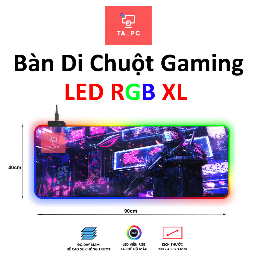 Bàn Di Chuột Gaming Logo ASUS ROG CYBERPUNK ZEPHYRUS Led Viền RGB, Kích ...