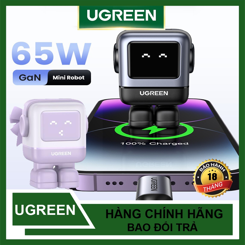 Củ sạc siêu tốc UGREEN CD361 Nexode Robot GaN 65W đèn LED, technology ...