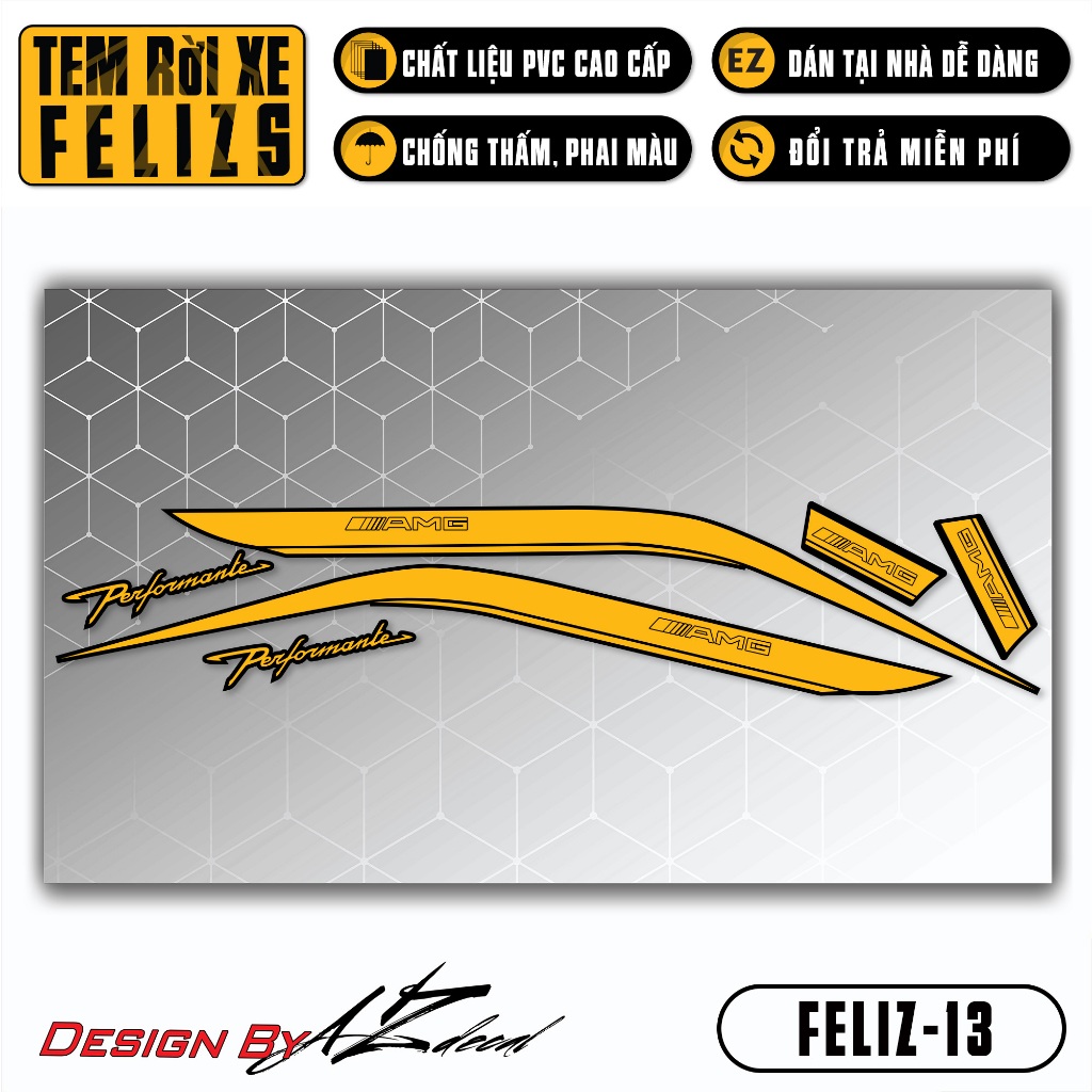 Tem Xe Điện Feliz S Mẫu Tem Chỉ Performante | FELIZ-13 | Team Decal Rời ...