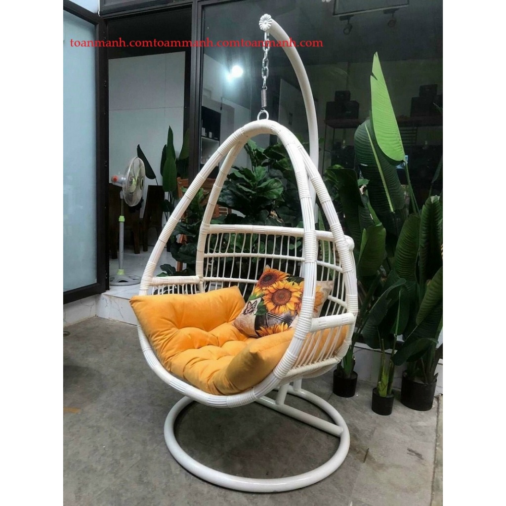 Ghế Xích Đu Mây Khung Kim Loại Sơn Tĩnh Điện Đan 3D Bằng Mây Nhựa Nguyên Sinh bảo hành 24 tháng ...