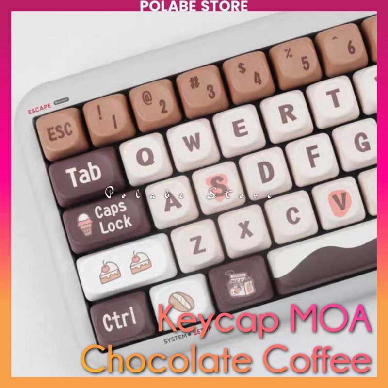 Keycap MOA Chocolate Coffee MOA profile PBT Dyesub bàn phím cơ Polabe ...