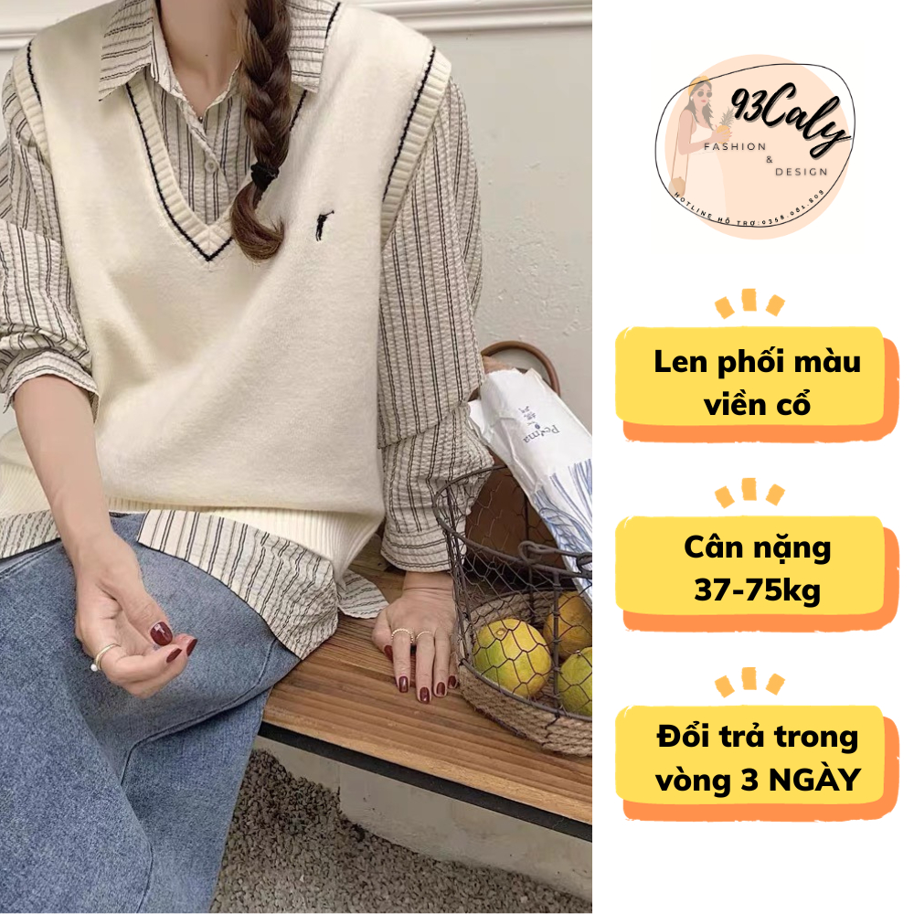 Áo Ghile Len Phối Sơ Mi và Áo Len Siêu Xinh Phong Cách Hàn Quốc Thêu ...