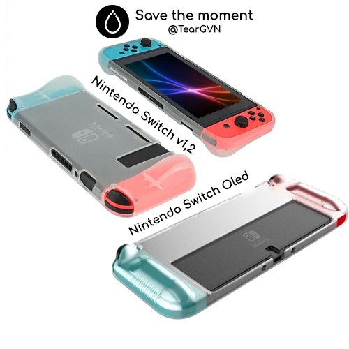 Ốp TPU nguyên khối trong suốt có Grip tương thích dùng Stand gốc cho Nintendo Switch Oled ...