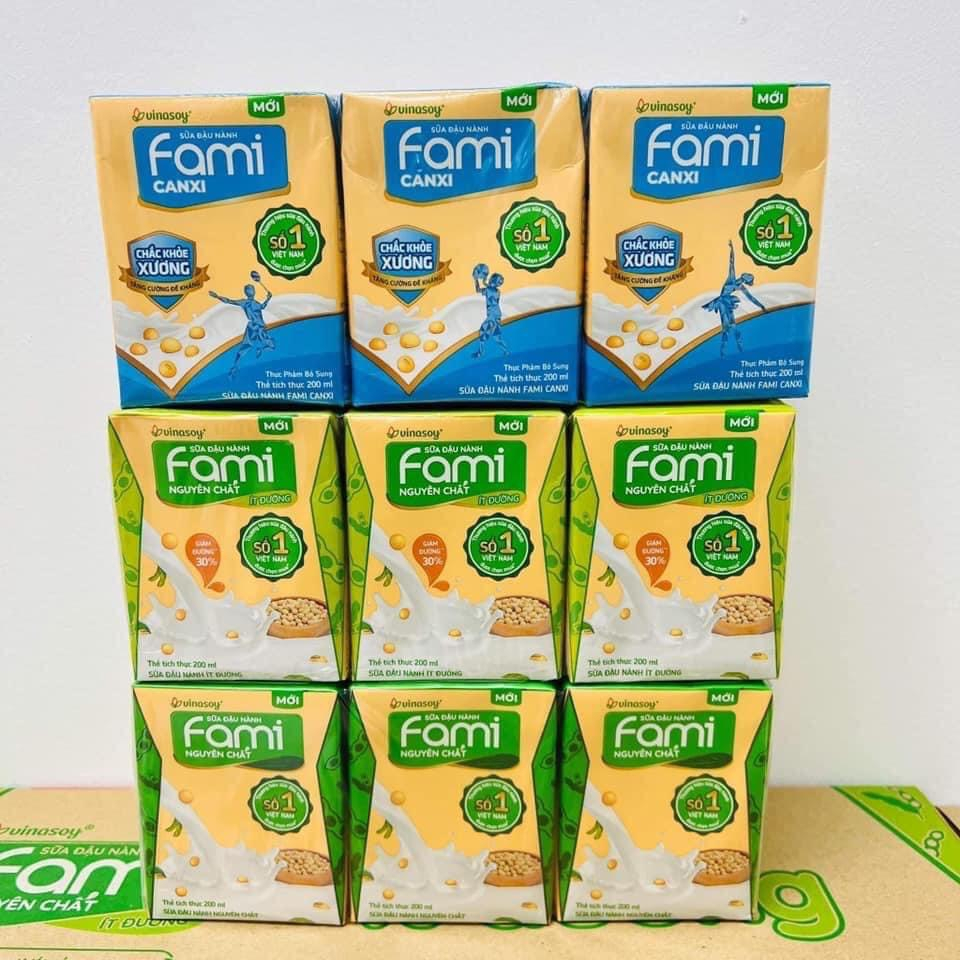 SỮA ĐẬU NÀNH FAMI VINASOY 200ml ( hộp canxi/ nguyên chất ) | Shopee Việt Nam