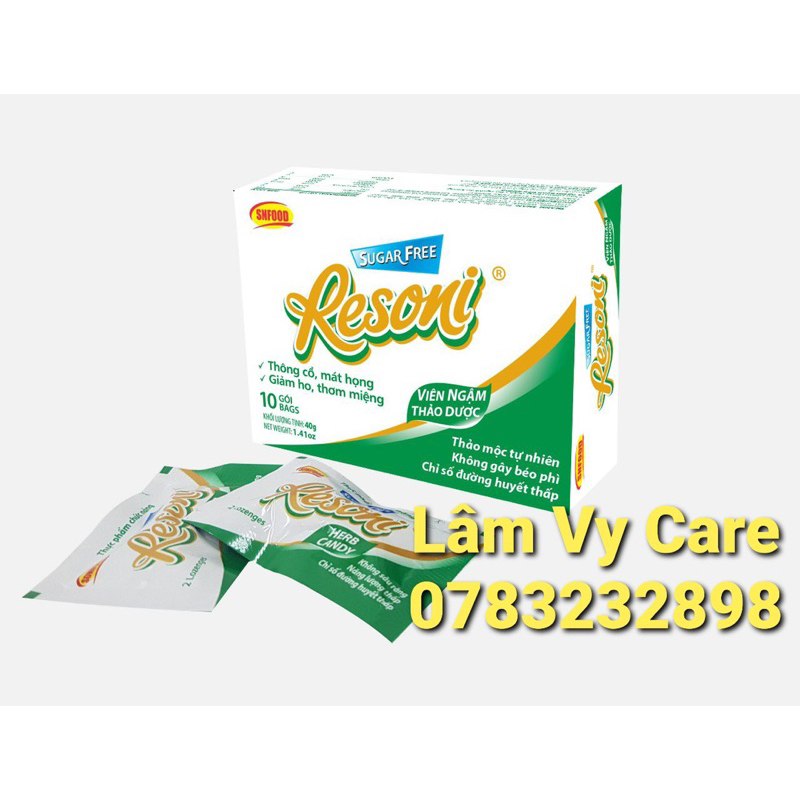 viên ngậm thảo dược Resoni không đường (hộp 46g/10 túi nhỏ) | Shopee ...
