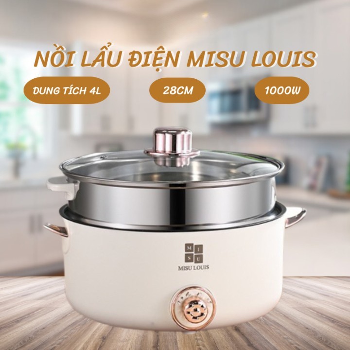 Nồi Lẩu Điện Đa Năng 2 Tầng Mandeli Kèm Giá Hấp Inox Dung Tích 4L Công ...