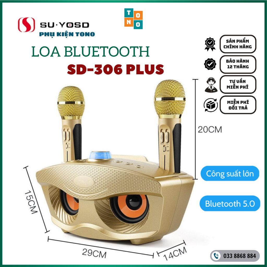 Loa Bluetooth Karaoke hình mắt cú SD-306 SD-306 plus Tặng 2 mic Karaoke ...