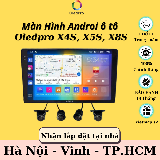 Màn hình Ô Tô DVD Android Oled Pro X4S X5S X8S Liền Camera 360| TẶNG VIETMAP S2 TRỌN ĐỜI | BH ...