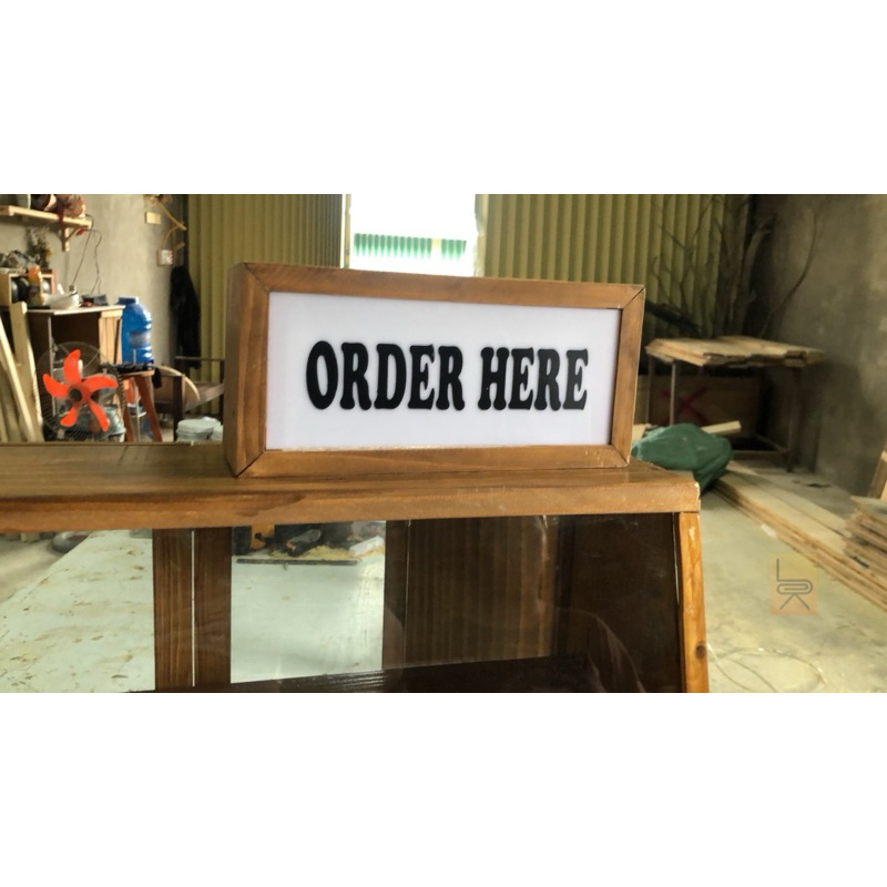 Hộp đèn gỗ ORDER HERE cho quán có thể treo hoặc để quầy | Shopee Việt Nam