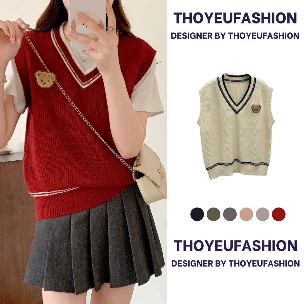 Áo Gile Len Nữ Ulzzang Hàn Quốc, Áo Ghile phối viền siêu xinh Freesize ...
